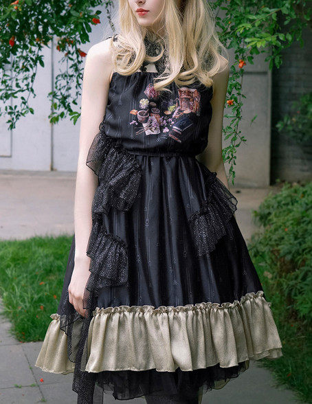 Vintage Gothic Fashion Midi Dress Womens Ethereal Summer Dress