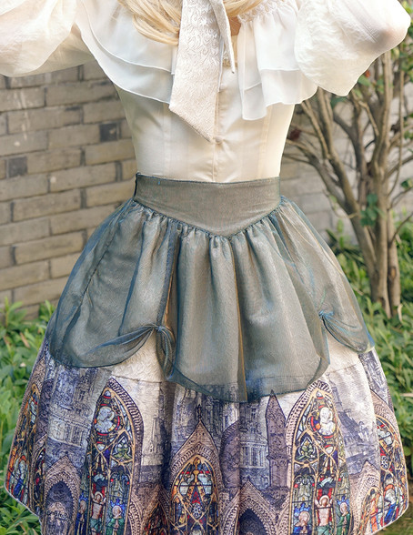 Vintage Lolita Retro Rococo Fashion Midi Skirt Womens Stained Glass ...
