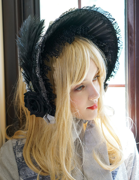 Vintage Rococo Lolita Retro Handmade Bonnet Ladies Jacquard Hat