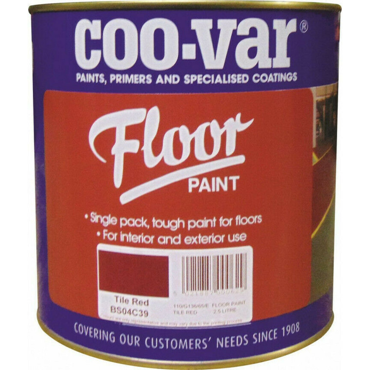 Coo-Var Floor Paint Tile Red 2.5 Litre - Shades Colour Centre