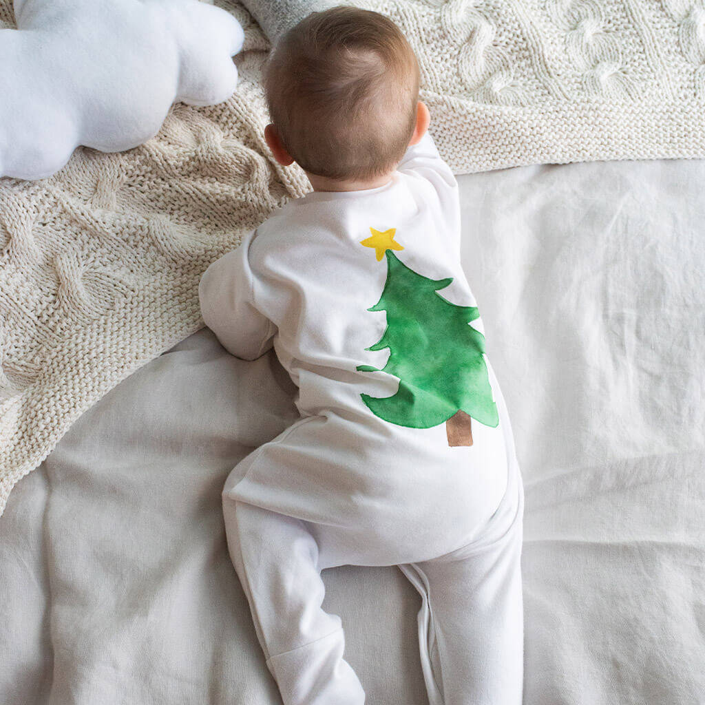 Christmas Tree Baby Sleepsuit