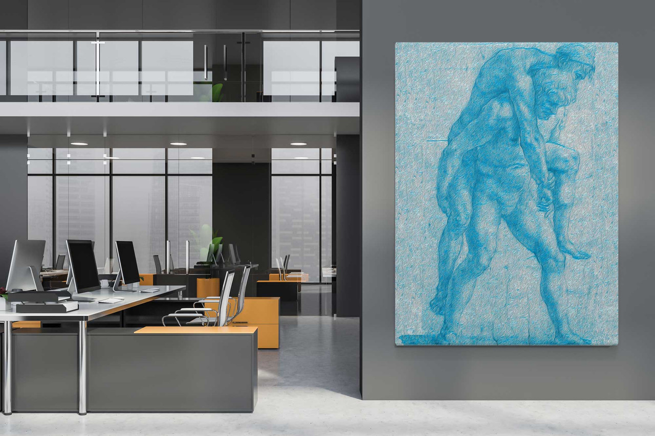On Sale Raphael Light Blue Oil on Canvas Painting | Neoclassical Pop Art