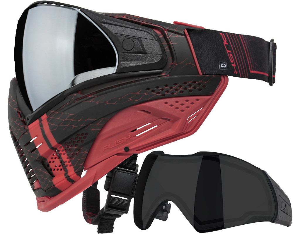 Push Unite XL Paintball Mask w/ Free Additional Smoke Lens - VPR Red