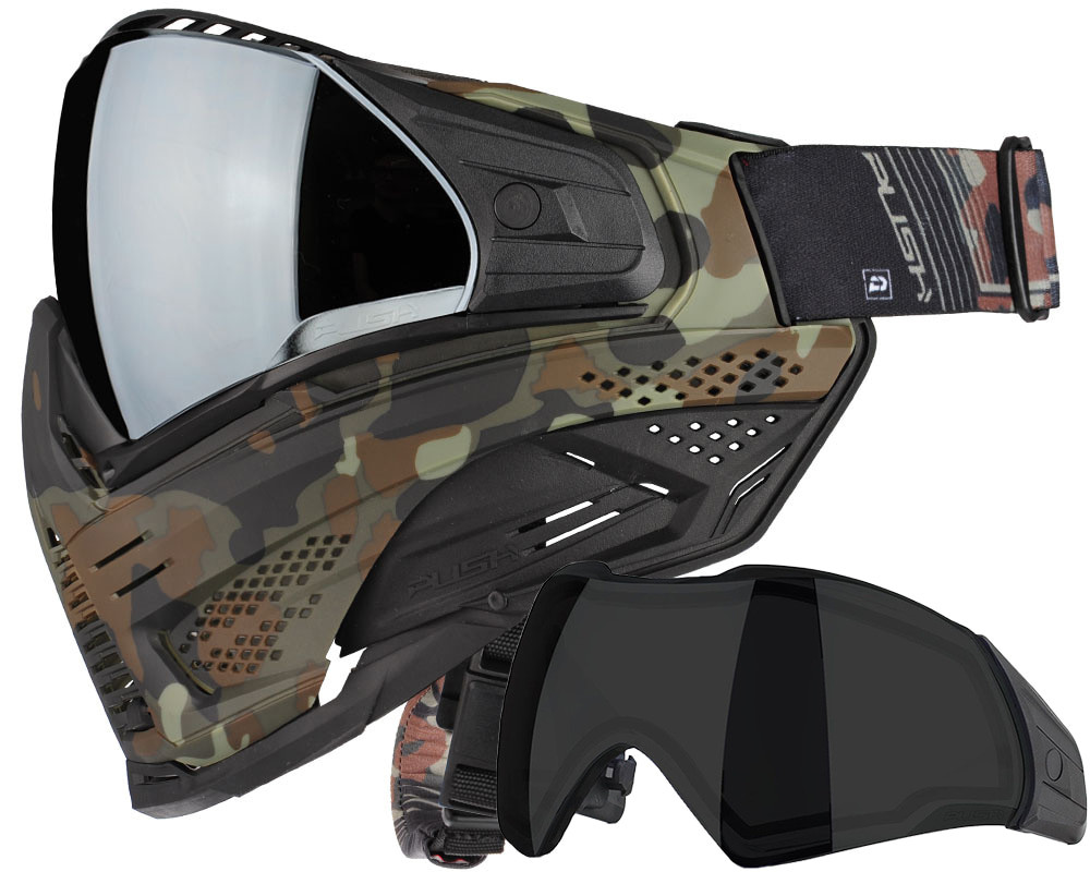 Push Unite XL Paintball Mask w/ Free Additional Smoke Lens - Flecktarn