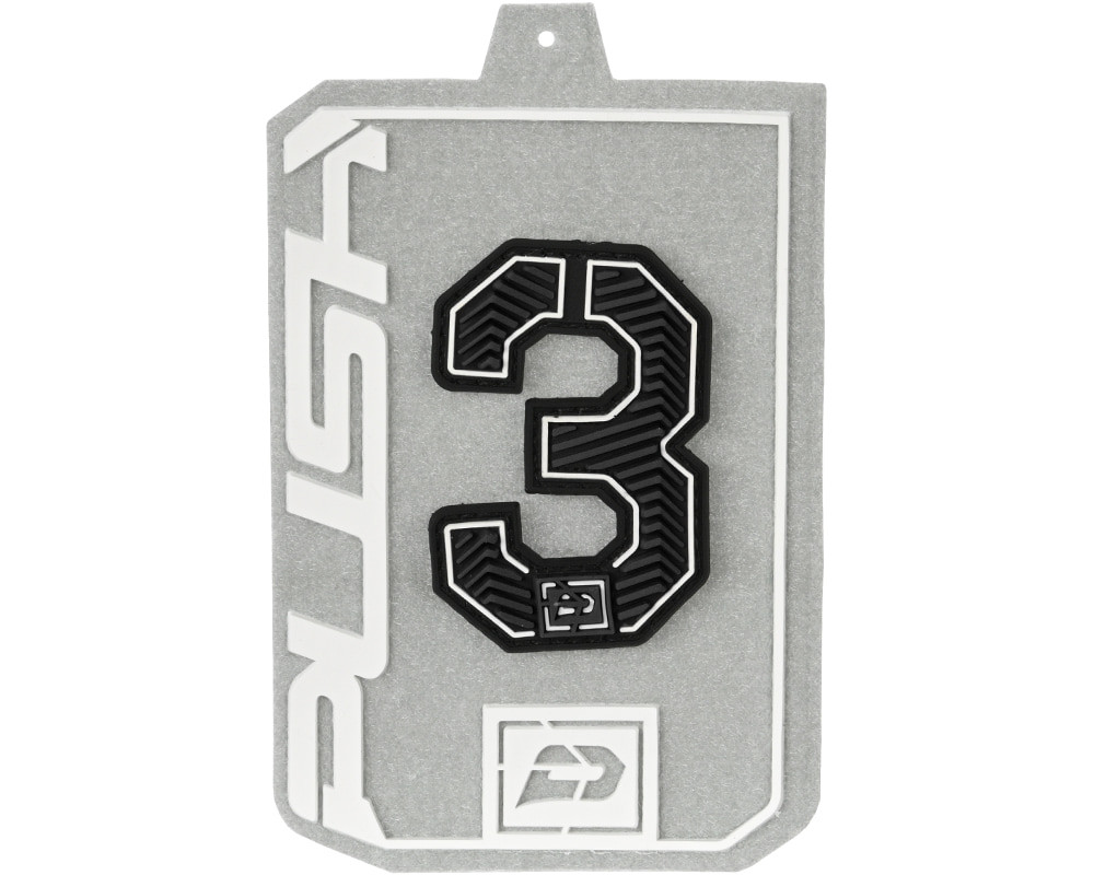 Push Rubberized Velcro Number Patch - Black - 3