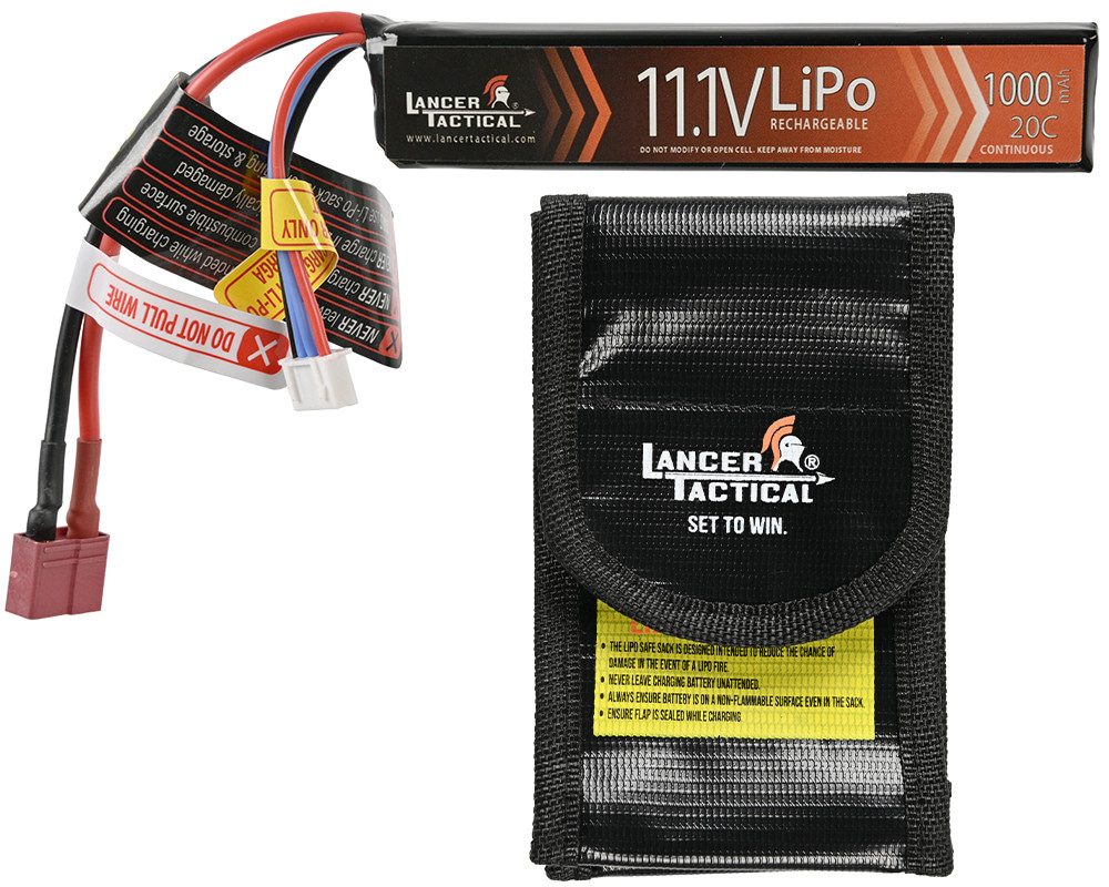 Lancer Tactical 11.1V 1000mAh 20C Stick LiPo Airsoft Battery - Deans ...