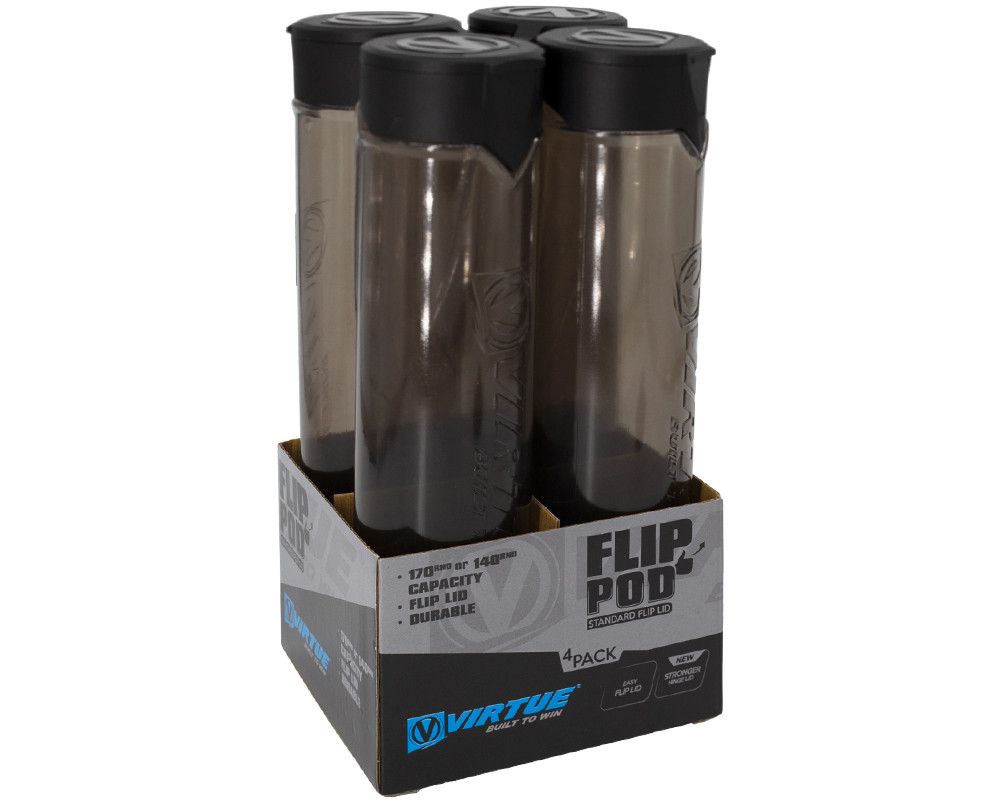 Virtue 170 Round Paintball Flip Pods - 4 Pack - Smoke