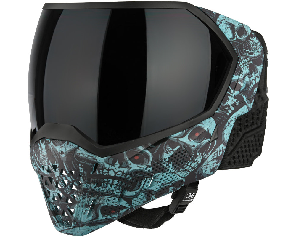 Empire EVS Paintball Mask w/ 1 Lens - Teal Tampa Bay Damage Skull Edition