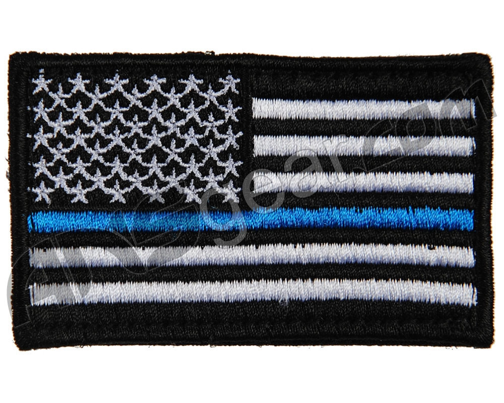 Warrior Velcro Morale Patch - US Flag - Black/White/Blue