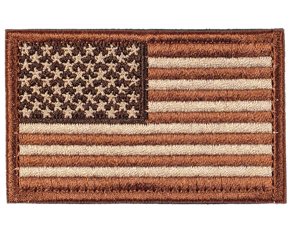 Warrior Velcro Morale Patch - US Flag - Tan/Brown