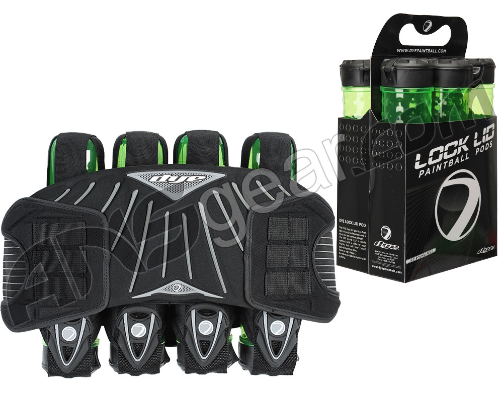 Dye Attack Pack Pro Paintball Harness w/ 6-Pack Lock Lid Pods