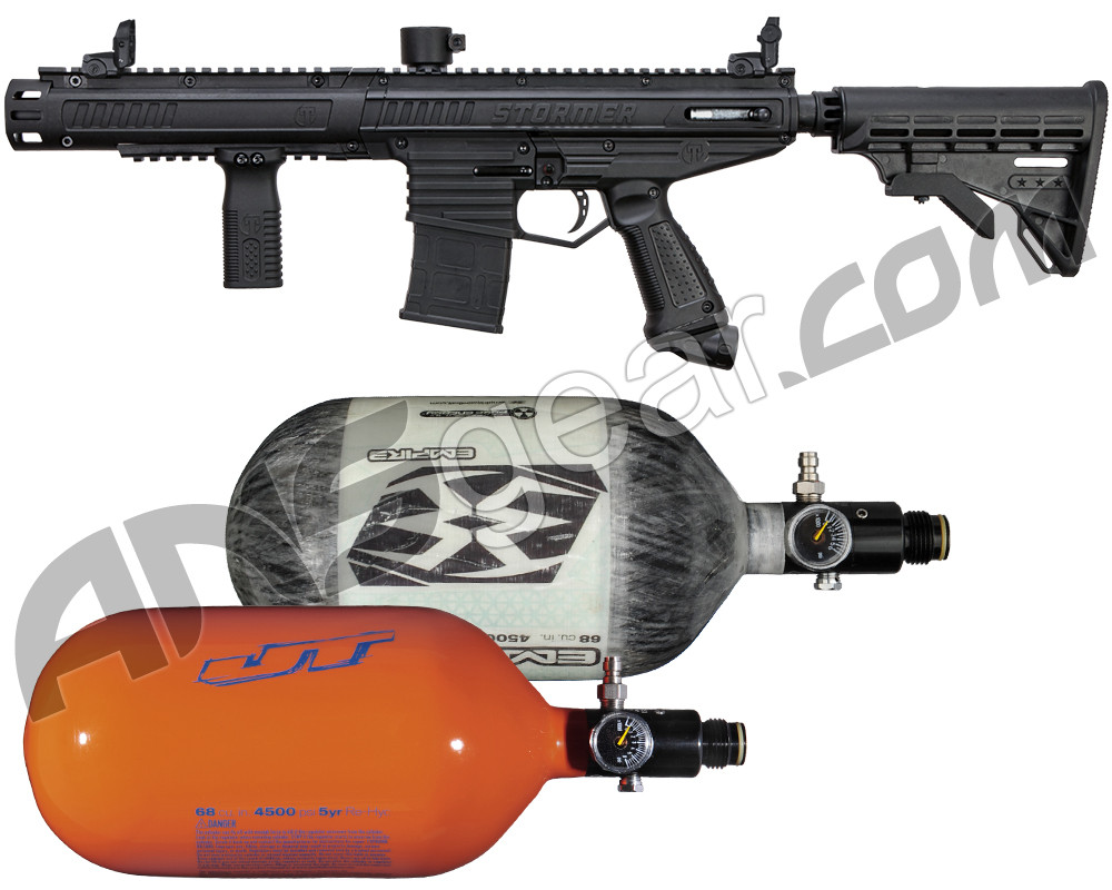 Tippmann Stormer Elite Dual Fed Paintball Gun w/ Carbon Fiber Tank