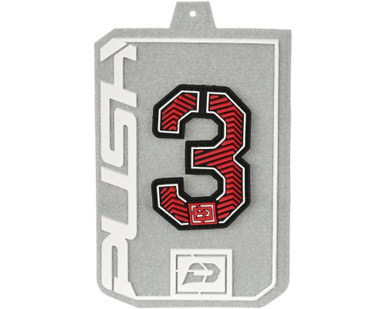 Push Rubberized Velcro Number Patch - Red - 3