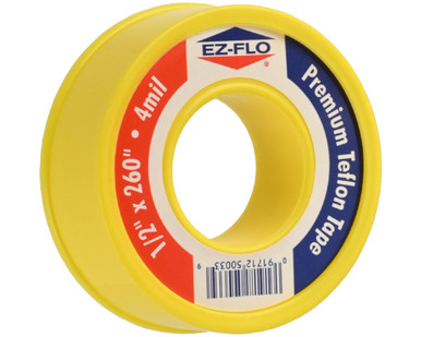 EZ-FLO Premium Teflon Tape Pipe Thread Tape - 1/2" x 260" x 4mil - Yellow