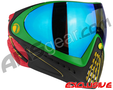 Dye Invision I4 Pro Mask - Rasta w/ Dyetanium Blue Ice Lens