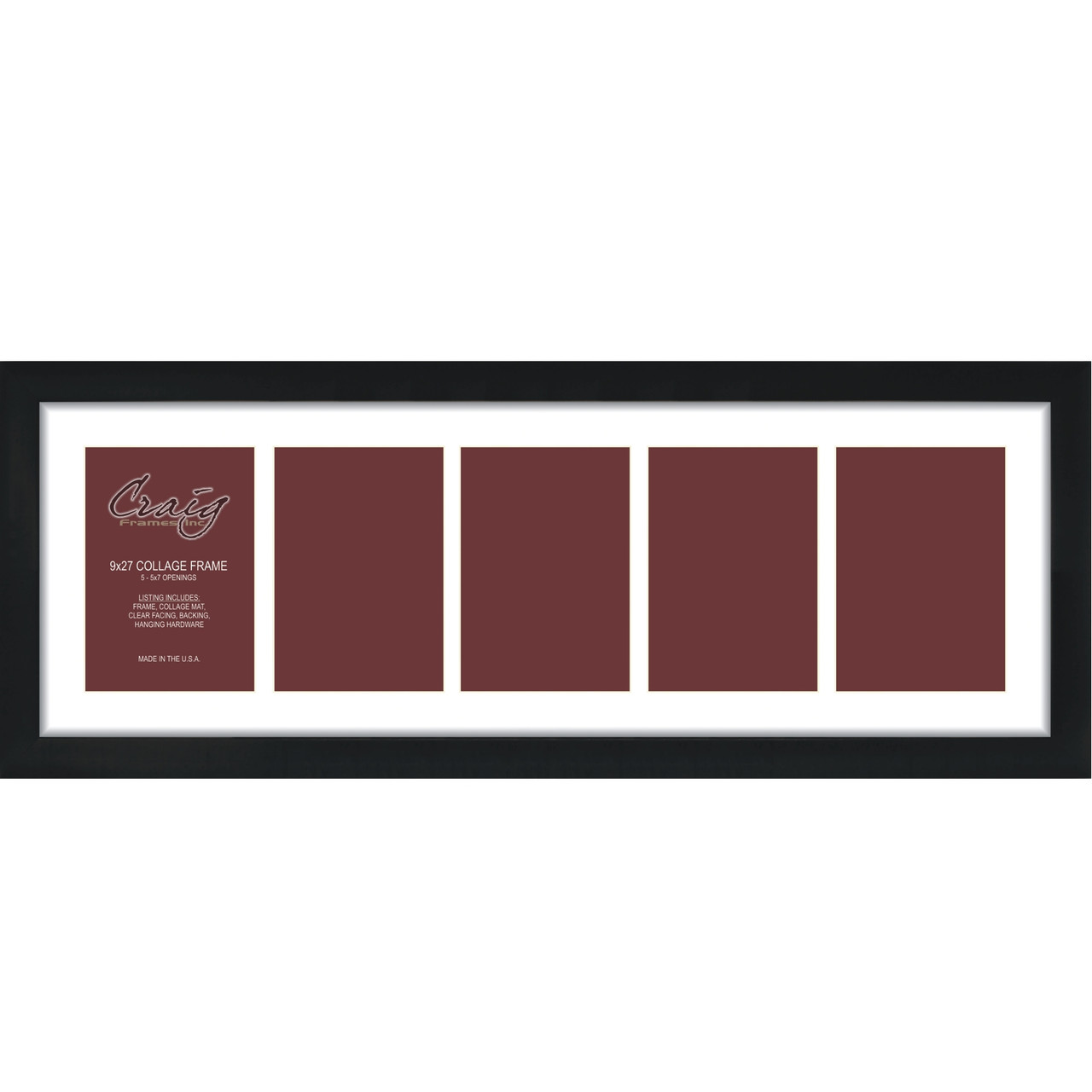 5 Opening 5x7 Panoramic Collage Frame with 1" Mat - Craig Frames