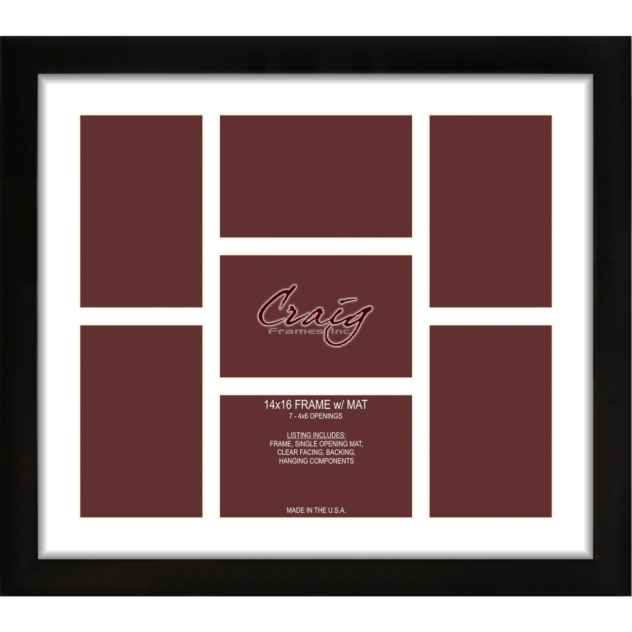 7 Opening 4x6 Rectangular Collage Frame with 1" Mat - Craig Frames