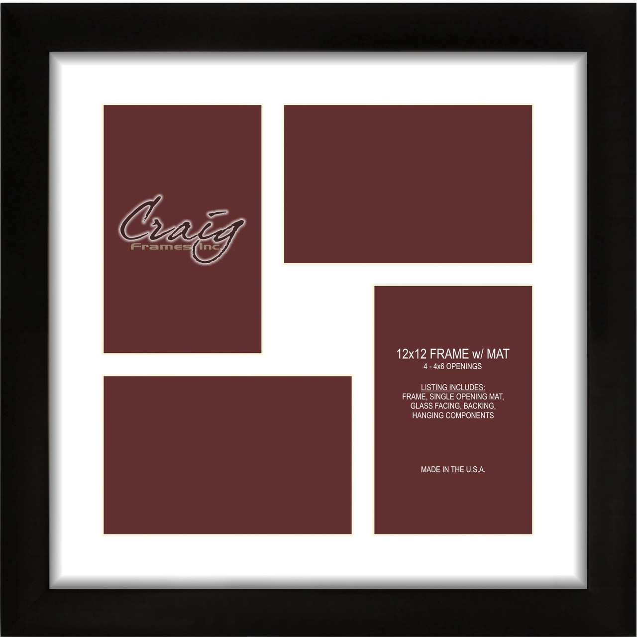4 Opening 4x6 Square Collage Frame with 1" Mat - Craig Frames
