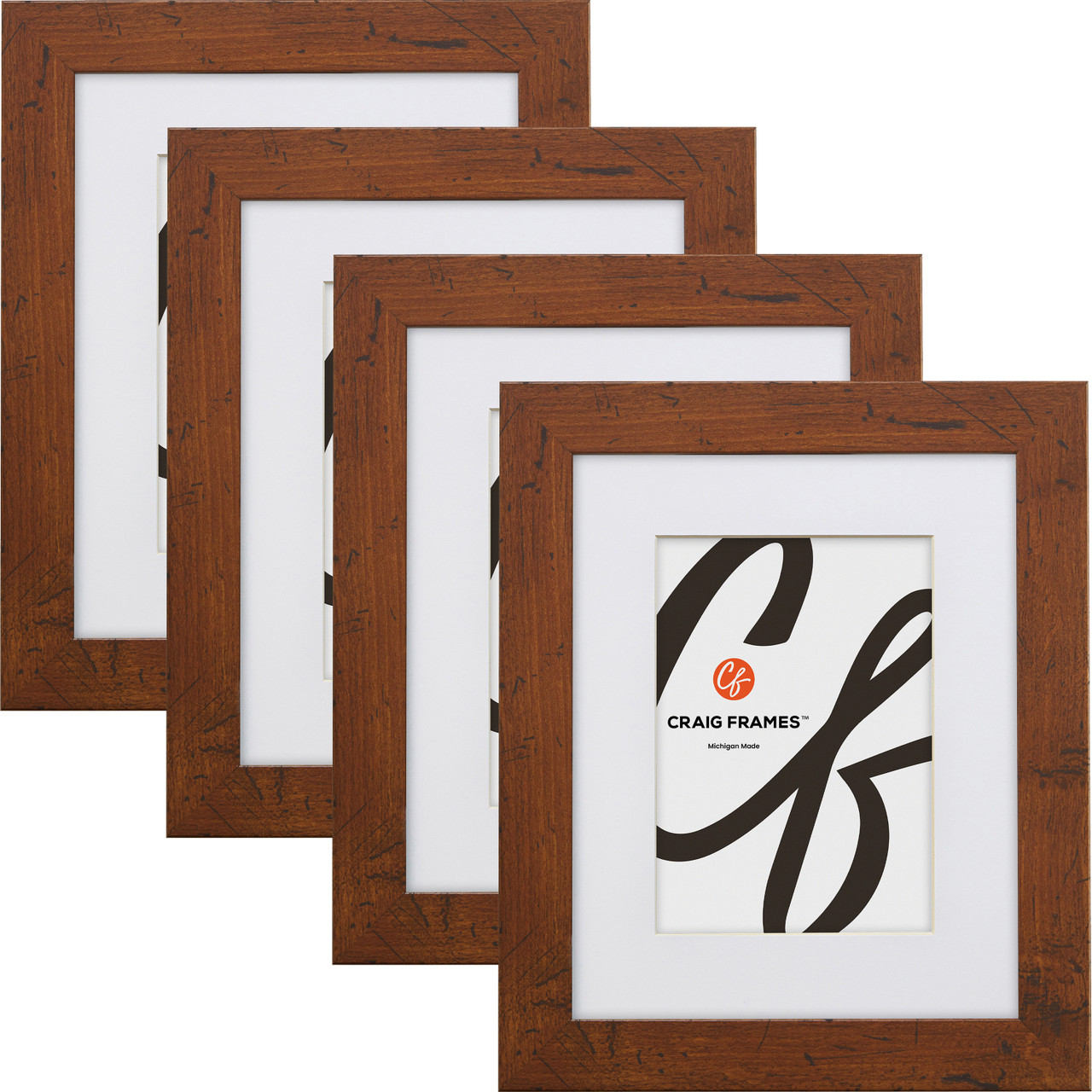 Bauhaus 125 Matted Dark Walnut Picture Frame - 4 Piece Set - Craig Frames