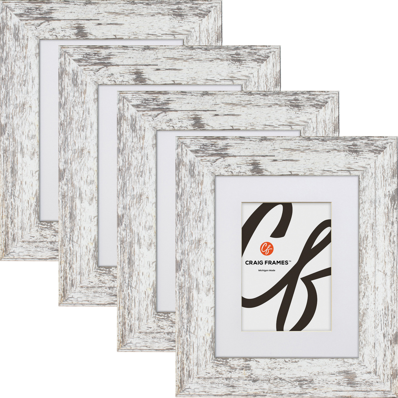 American Barn White Matted Picture Frame - 4 Piece Set - Craig Frames