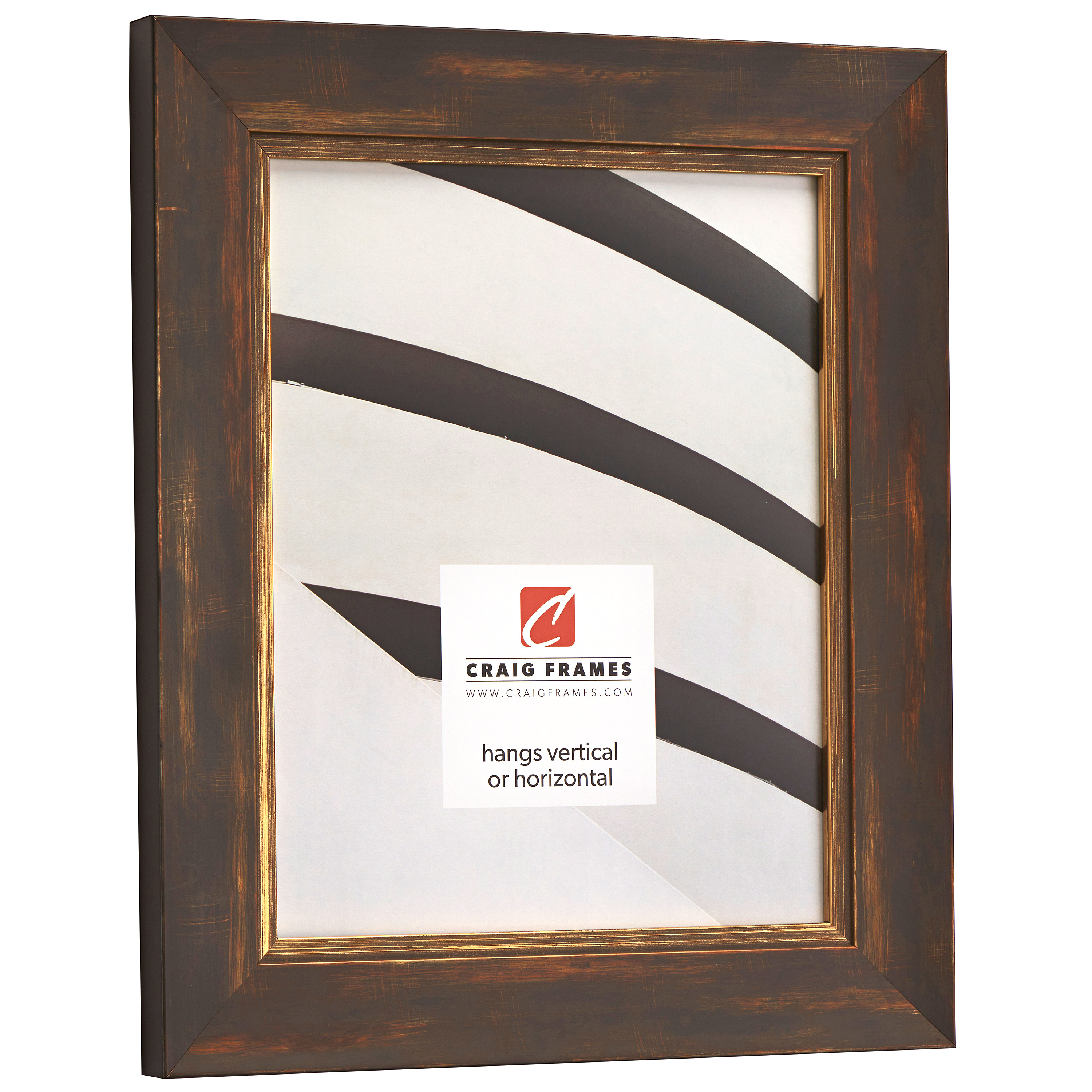 Aristocrat, Distressed Gold and Copper Matted Picture Frame - Craig Frames