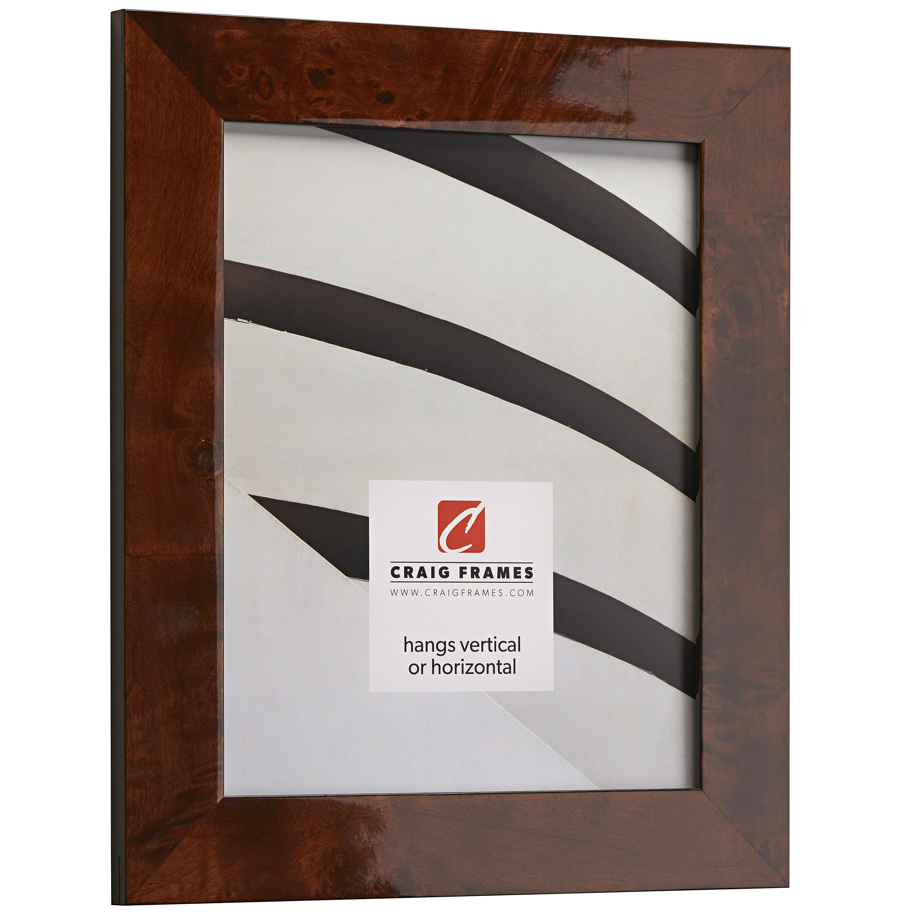Innovations, Glossy Walnut Brown Burl Matted Picture Frame - Craig Frames