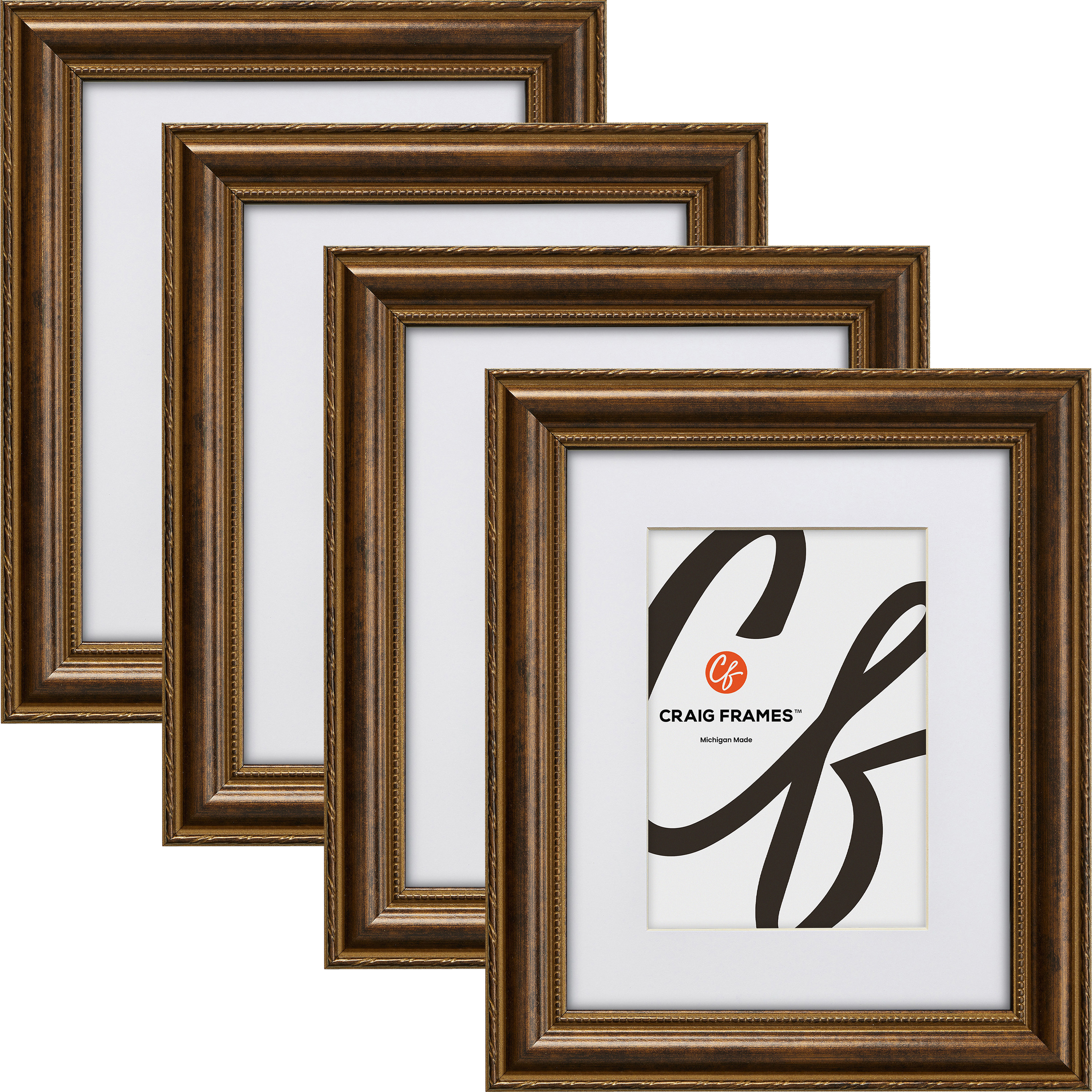 Victoria Matted Ornate Bronze Picture Frame - 4 Piece Set - Craig Frames