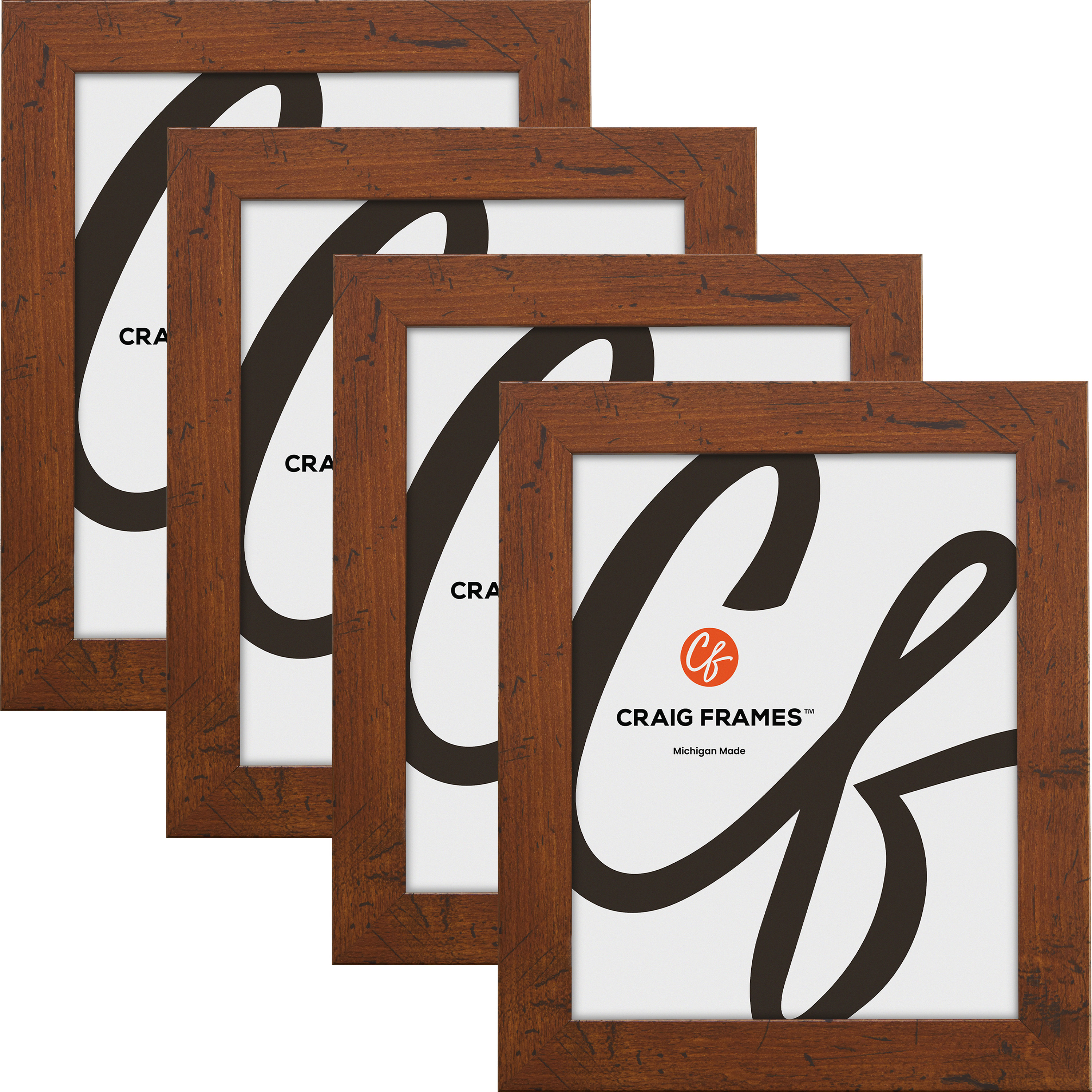 Bauhaus 125 Modern Dark Walnut Picture Frame - 4 Piece Set - Craig Frames