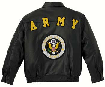 Black Army Logo Leather Jacket-7497 - Doughboys Surplus