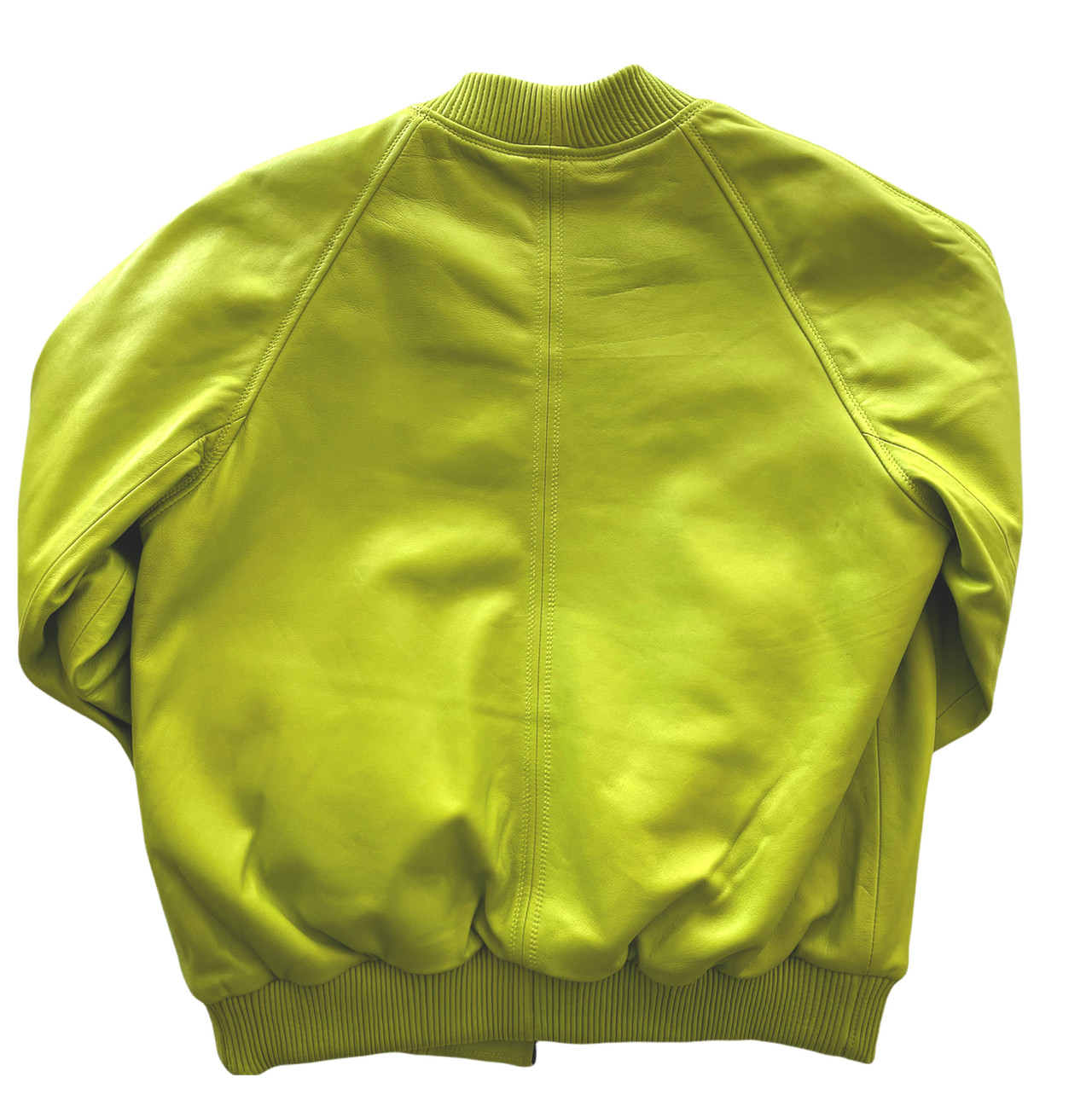 Lime Green Butter Soft Leather Baseball Jacket | HipHopCloset.com