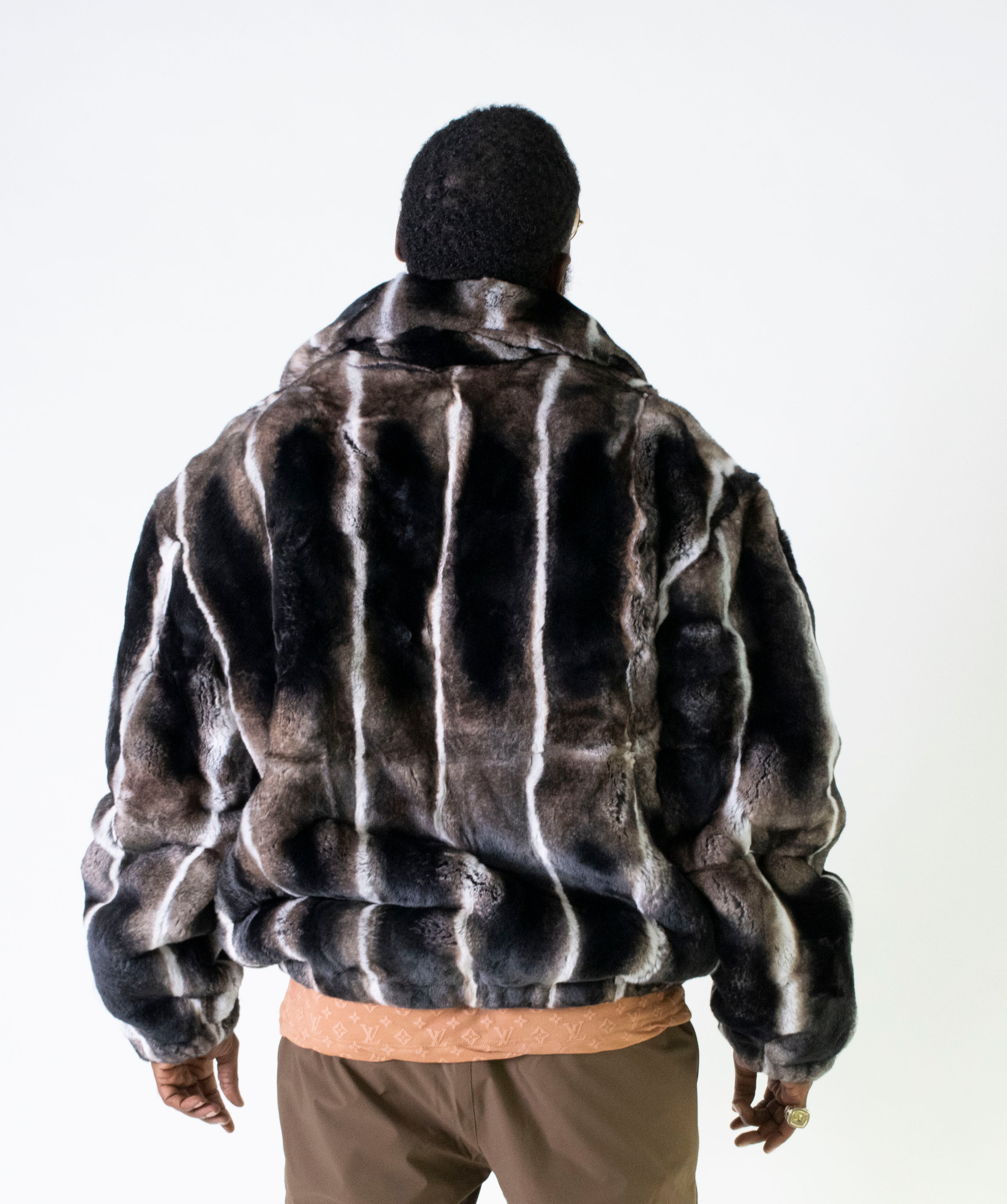 Multi Brown Rex Rabbit Fur Jacket