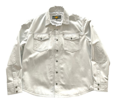 Unisex White Leather Shirt Jacket | HipHopCloset.com