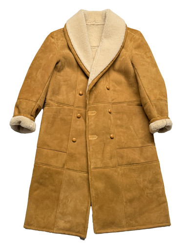 Full Length Old School Shawl Collar Sheepskin Coat | HipHopCloset.com