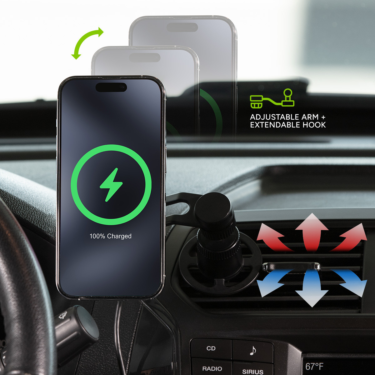 Universal Wireless Snap+ Charger Vent Mount - Smartphone vehicle vent ...
