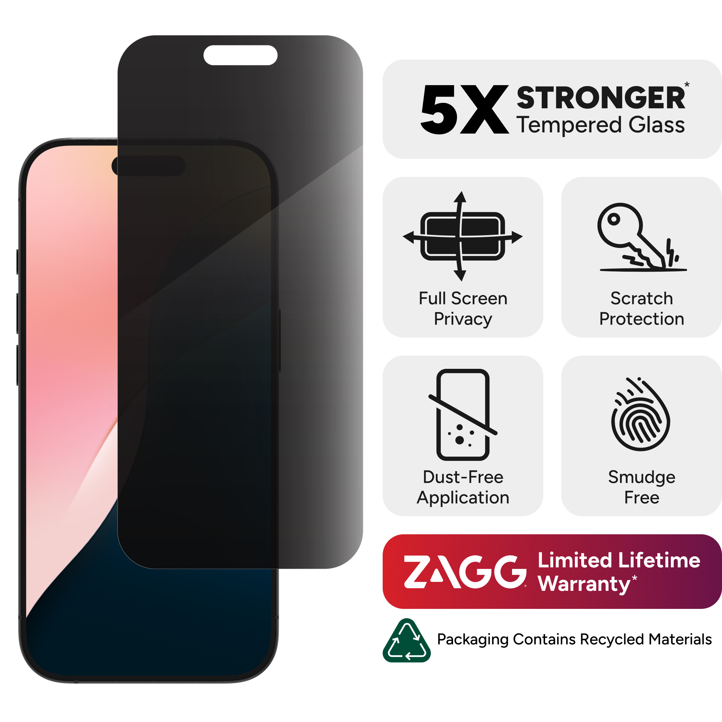 Glass Elite Apple iPhone 16 Pro 4-Way Privacy Screen Protector