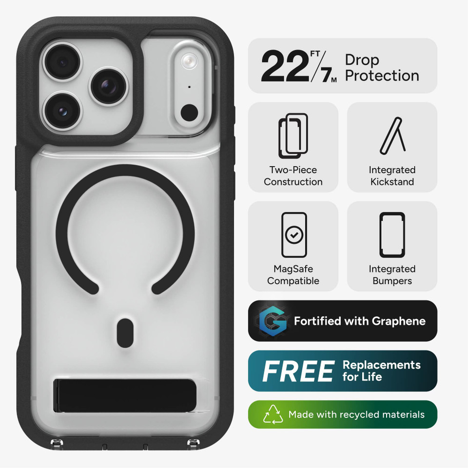 Rainier C-Snap for MagSafe iPhone 17 Pro Max Rugged Phone Case with Stand