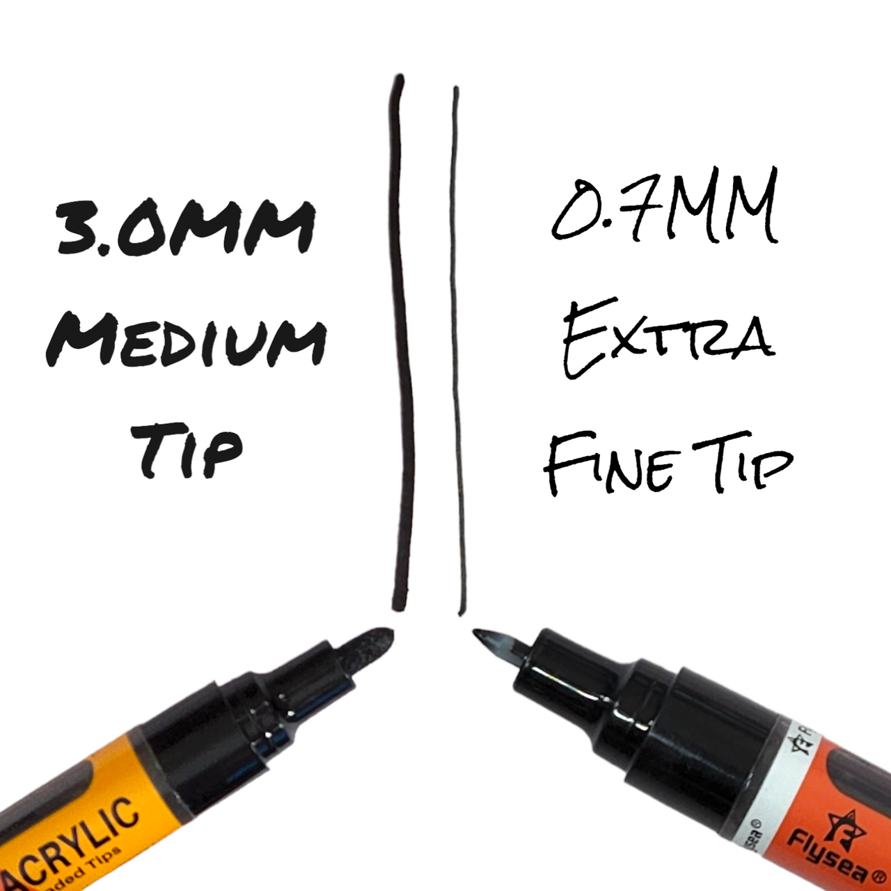 Acrylic Paint Markers with Dual Tips (3mm & 0.7mm)