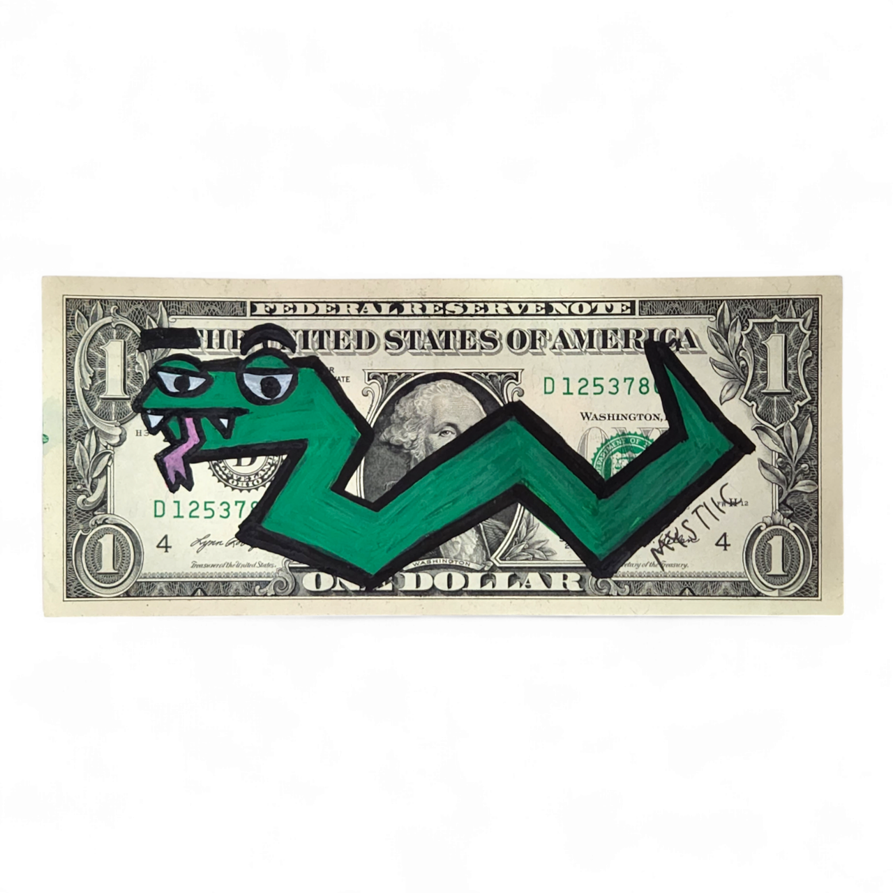 Snake on Dollar Bill - Original Artwork