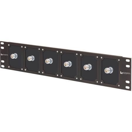 L-COM 3.5"x19" Universal Master Rack Panel, Black, six openings for USP ...