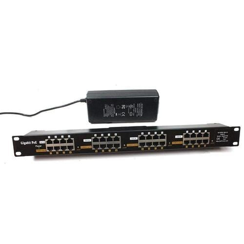 16 Port Gigabit PoE Injector, Mode A, Rack Mount With 48 Volt 120 Watt ...