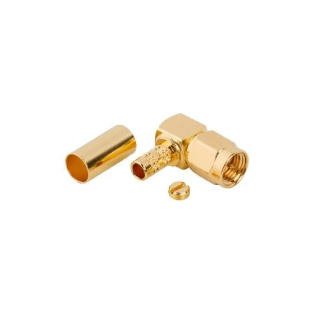AMPHENOL RF SMA R/A Crimp Plug for RG-55, RG-142, RG-223. Solder center ...