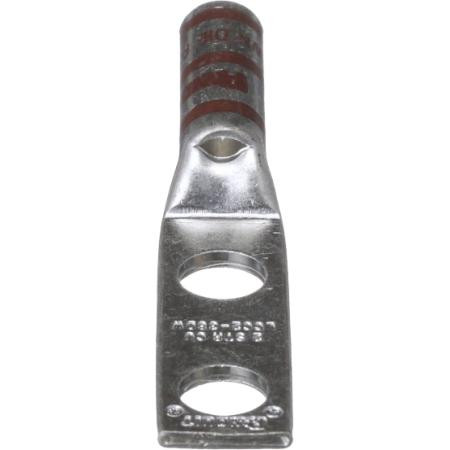 PANDUIT Two-Hole, Long Barrel Lug with Window, #2 AWG wire, 3/8" Stud ...