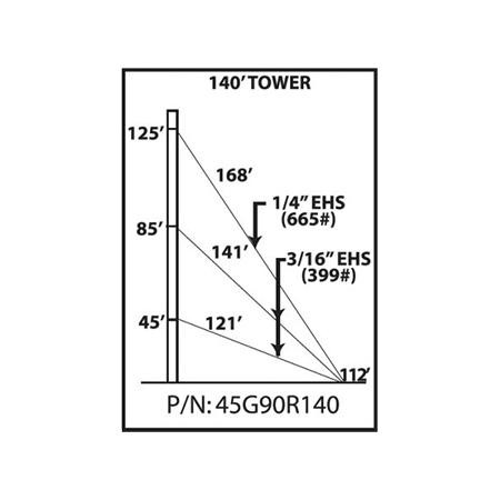 ROHN 45G 140-ft guyed tower. Includes all sections, base plate, side ...