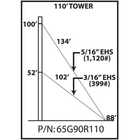 ROHN 65G 110-ft guyed tower. Includes all sections, base plate, side ...