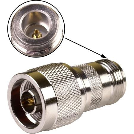 RFI Reverse Polarity N/Female (jack) to standard N/Male (plug). Nickle ...