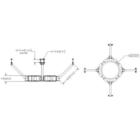 COMMSCOPE KICKER SUPPORT, 30"-60"" Monopole, 4 Sector, 3' Arm ...