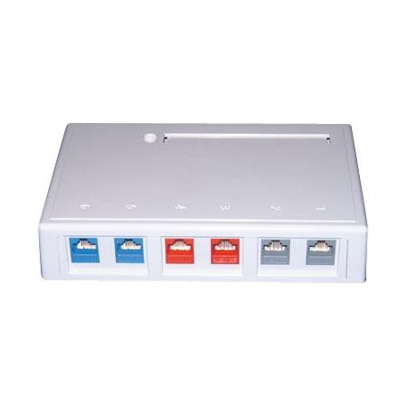 L-COM Category 5E Surface Box, 6 Port, RJ45 (8x8) - WirelessUnits.com