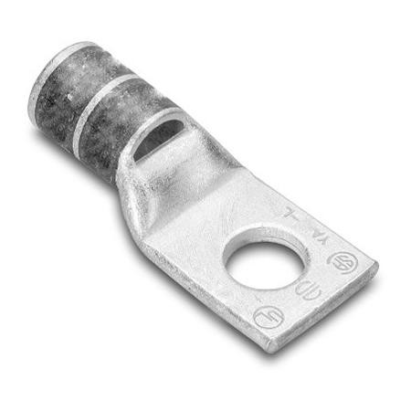BURNDY Copper Compression lug, 1 Hole w/ Inspection Window, 2 AWG, 1/2 ...