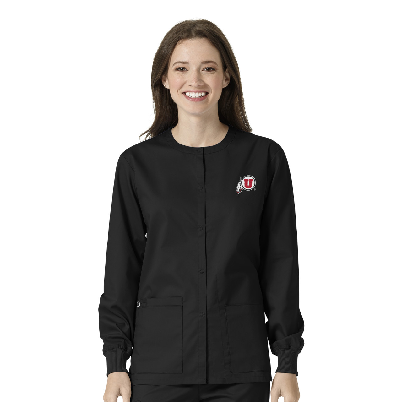 University of Utah Utes Logo Women's Red V Neck Scrub Top