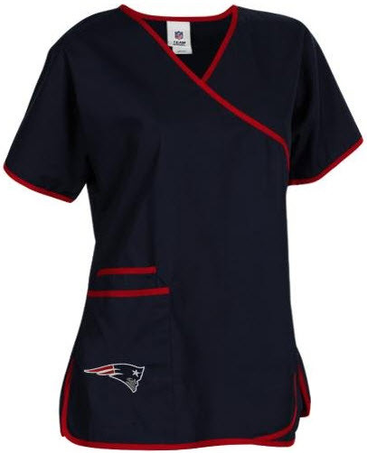 New England Patriots Women's Mock Wrap Scrub Top